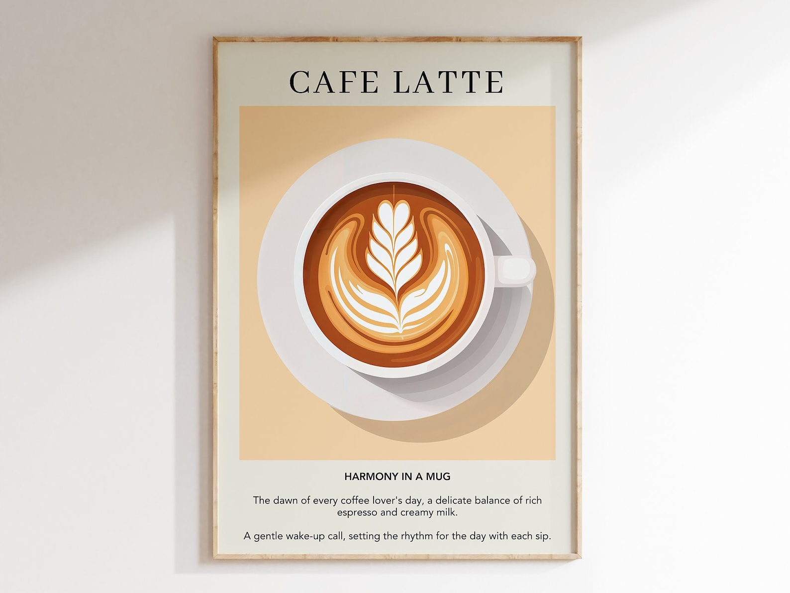 Cafe Latte Coffee Print Coffee Art Poster Gift for Her Caffine Sign for ...