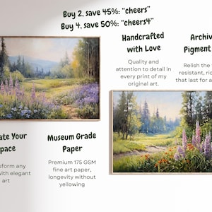 Tranquil Forest Clearing Landscape Print | Spring Oil Painting Floral ...