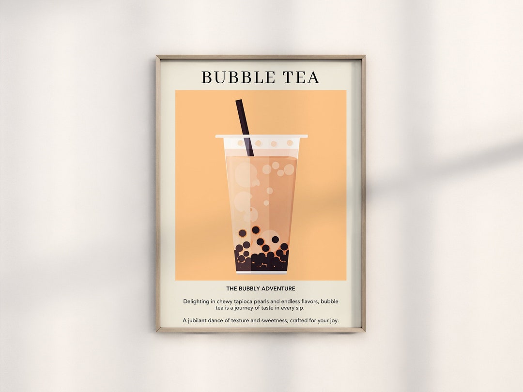 Bubble Tea Print | Boba Milk Tea Art Poster | Gift for Her | Caffine ...