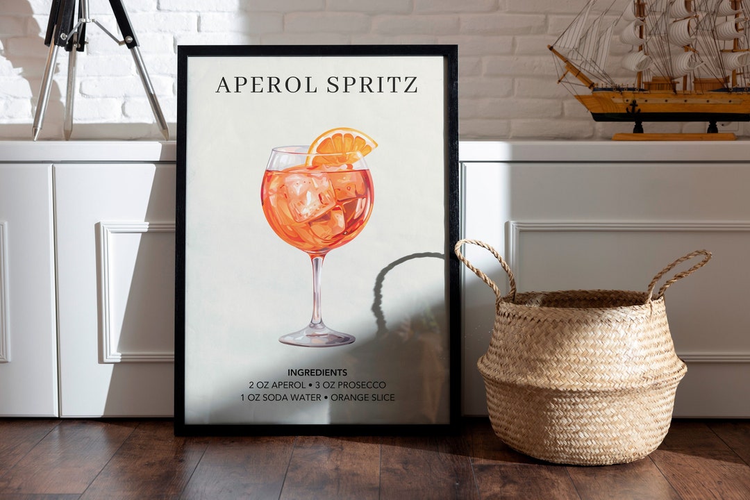 Aperol Spritz Art Print Bar Cart Decor Cocktail Poster - Etsy