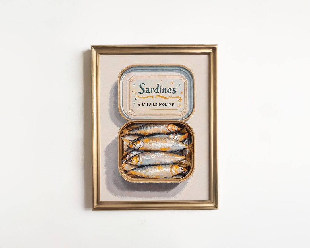 Tinned Sardines Art Print: Vintage Retro Style Food Still Life, Gift ...