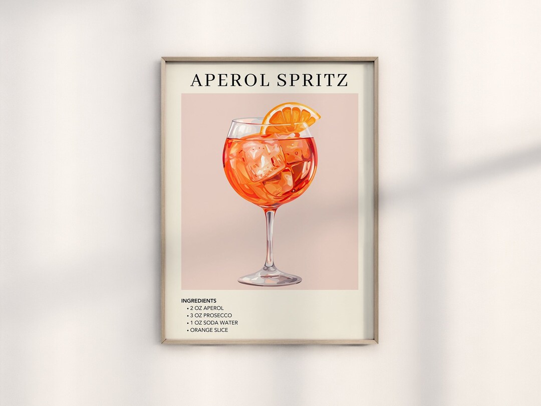 Bar Cart Decor Aperol Spritz Art Print | Cocktail Poster | Party ...