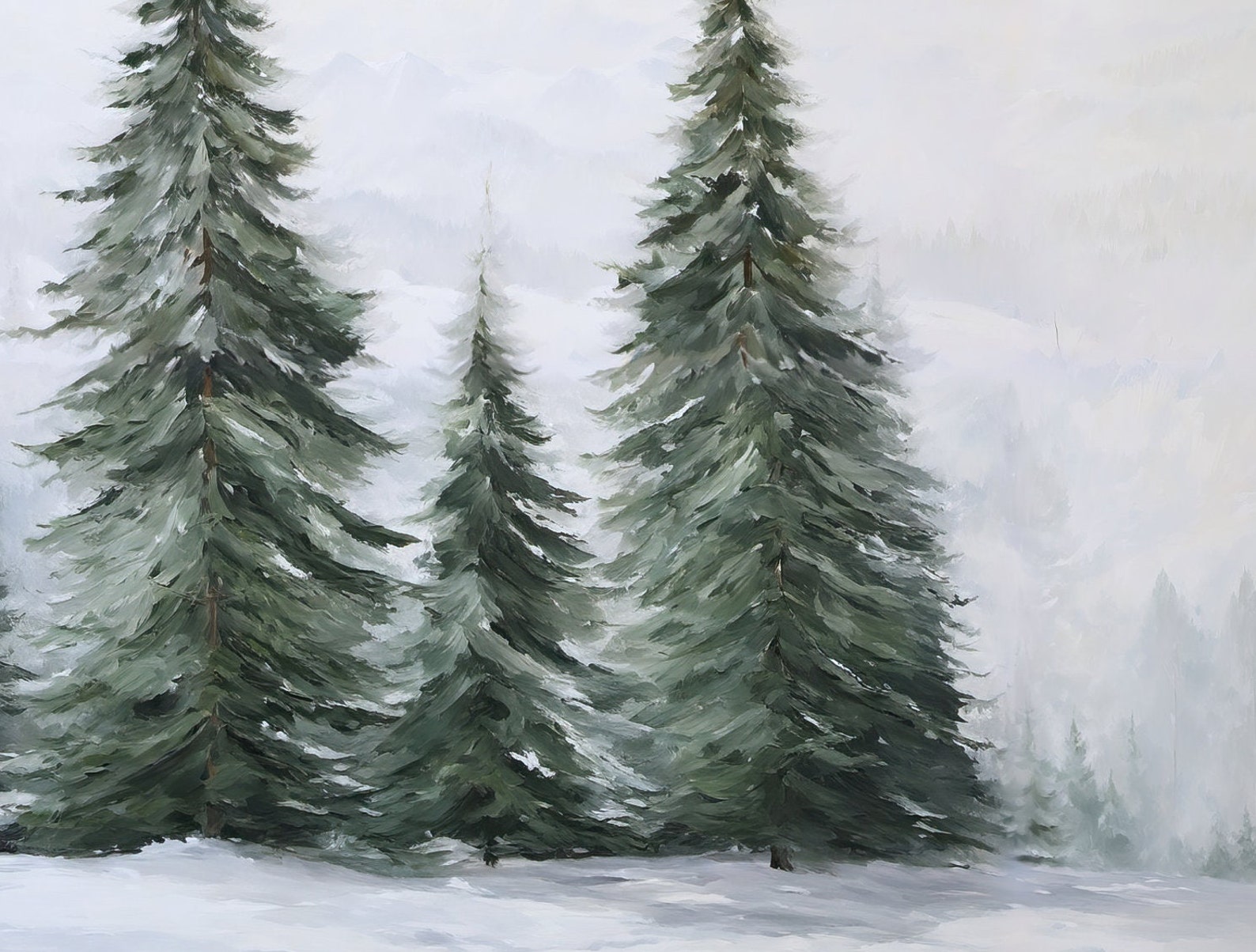 Evergreen Trees Print | Christmas Winter Holiday Decor | Pine Evergreen ...