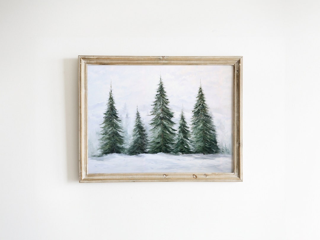 Evergreen Trees Print | Christmas Winter Holiday Decor | Pine Evergreen ...