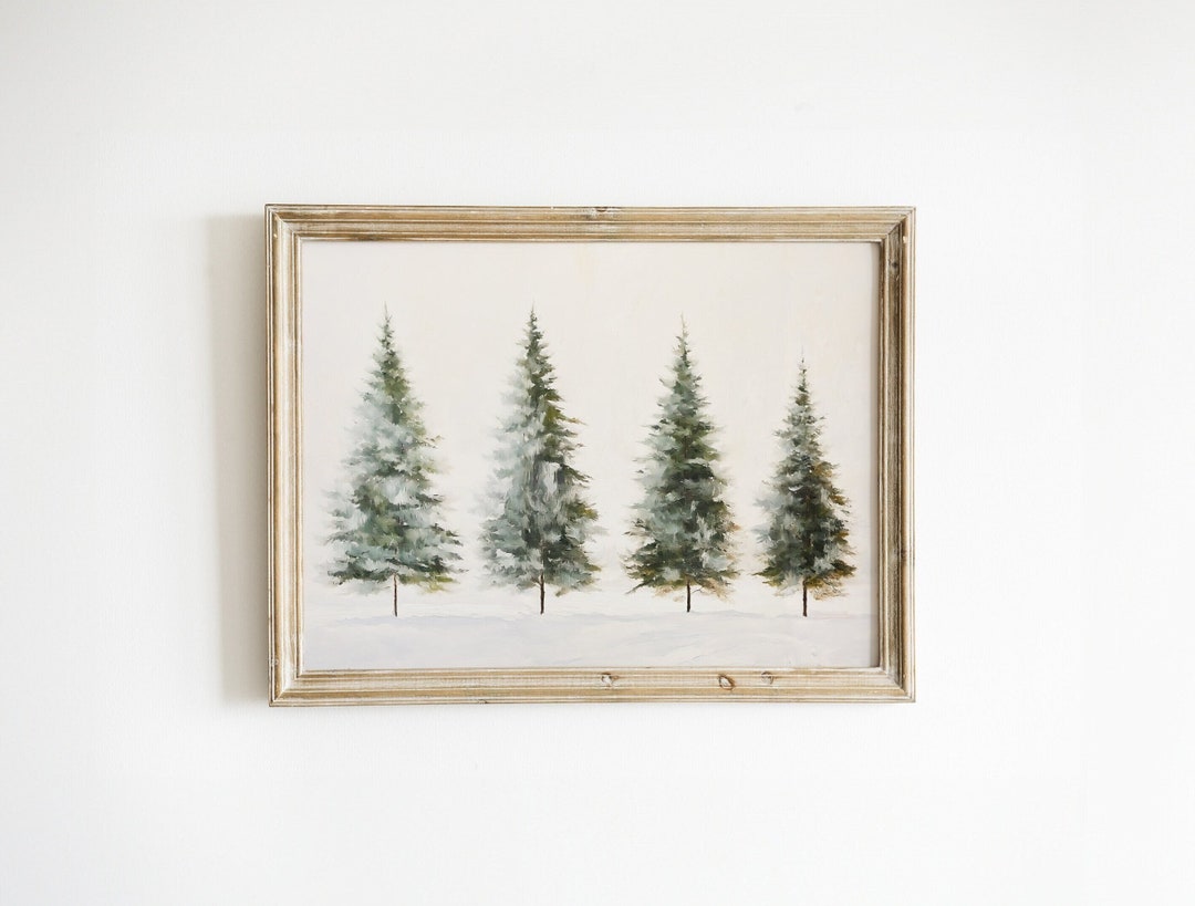 Christmas Trees Print | Winter Holiday Decor | Pine Evergreen Tree Art ...