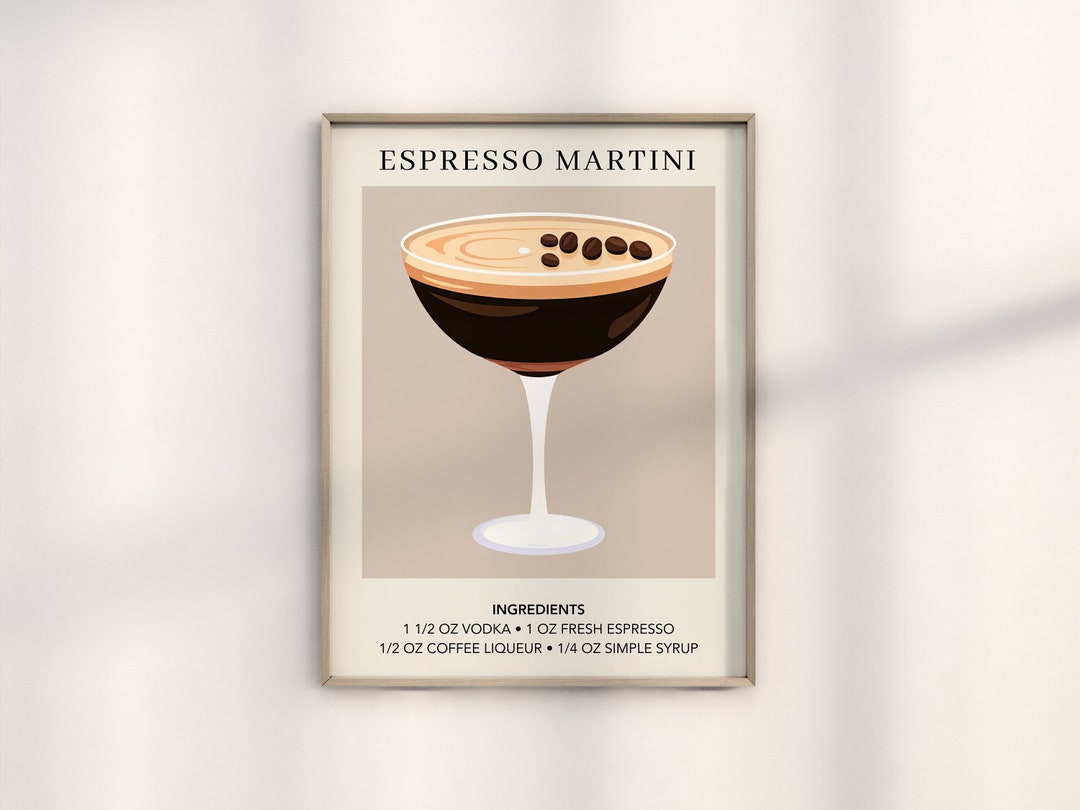 Espresso Martini Art Print | Cocktail Art Poster | Mixology Gift for ...