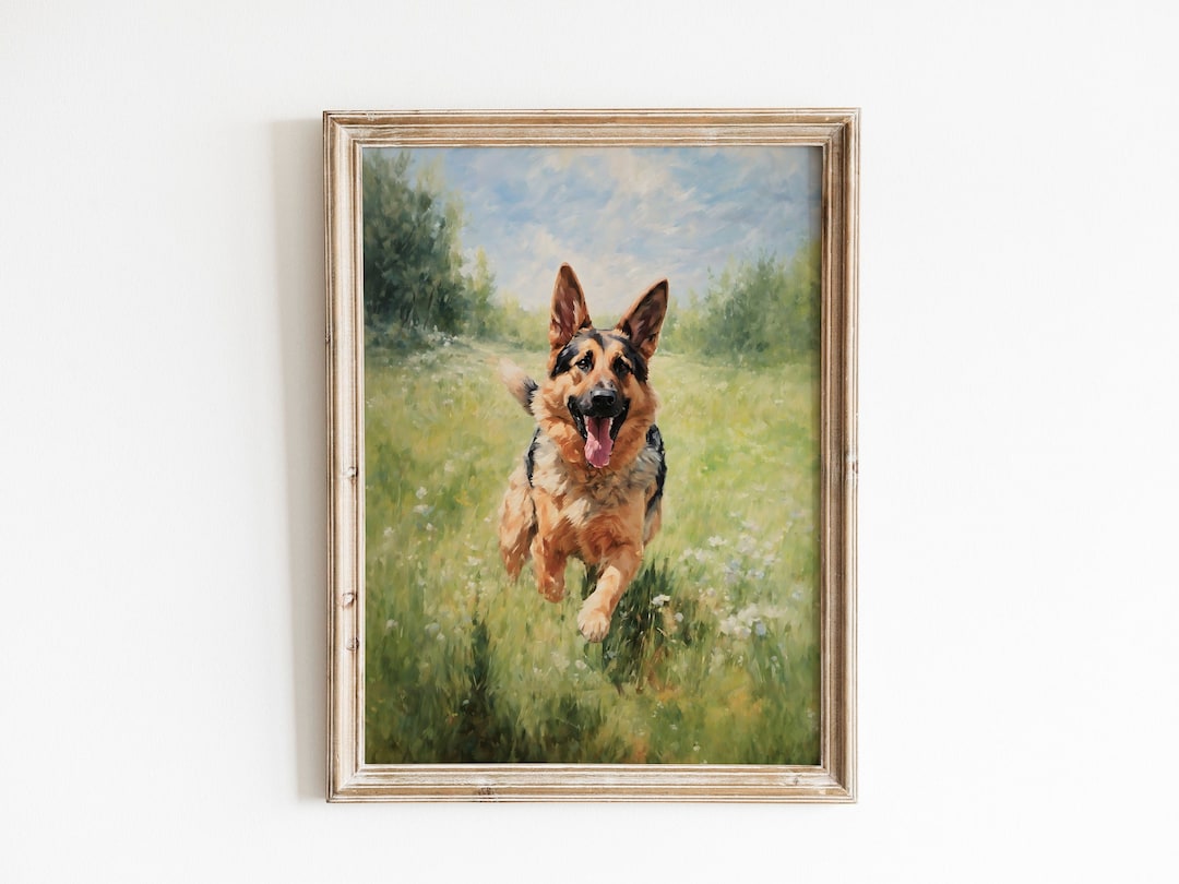 German Shepherd Art Print Gift for Dog Lovers Dog Breed Art Painting ...