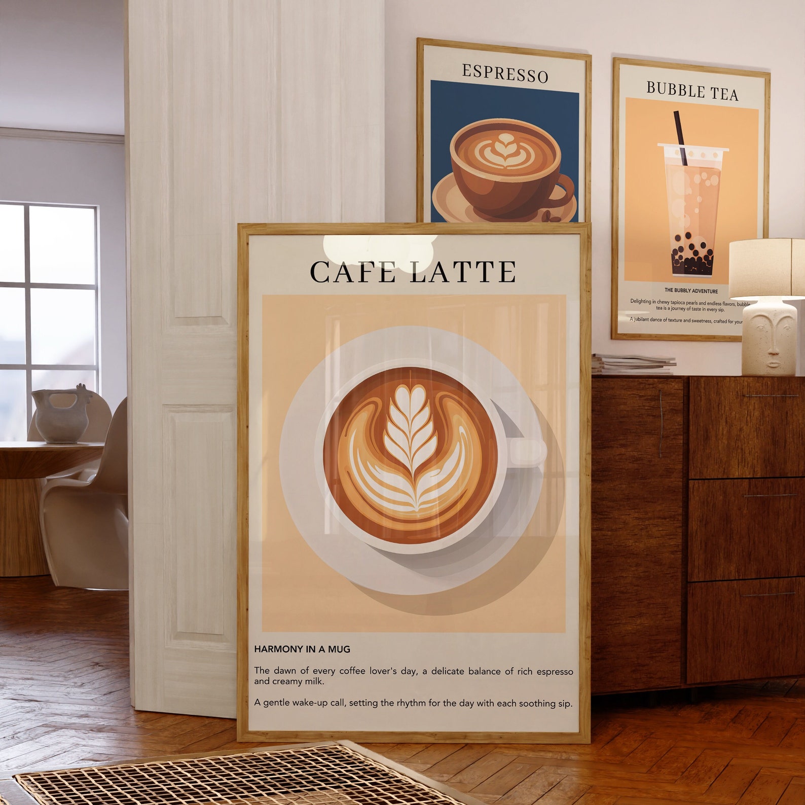 Cafe Latte Coffee Print Coffee Art Poster Gift for Her Caffine Sign for ...