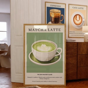 Matcha Latte Poster Tea Coffee Print Japanese Tea Retro - Etsy UK