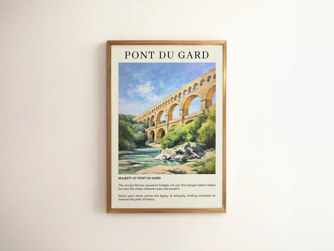 Pont Du Gard Travel Poster Print | France French Roman Aqueduct Bridge ...