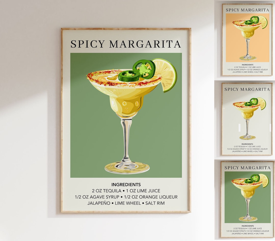 Spicy Margarita Art Print | Cocktail Poster | Wedding Party Signature ...