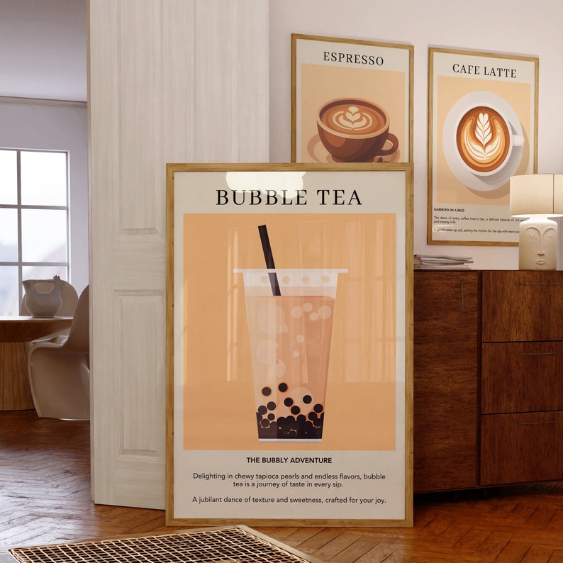 Bubble Tea Print Boba Milk Tea Art Poster Gift for Her - Etsy