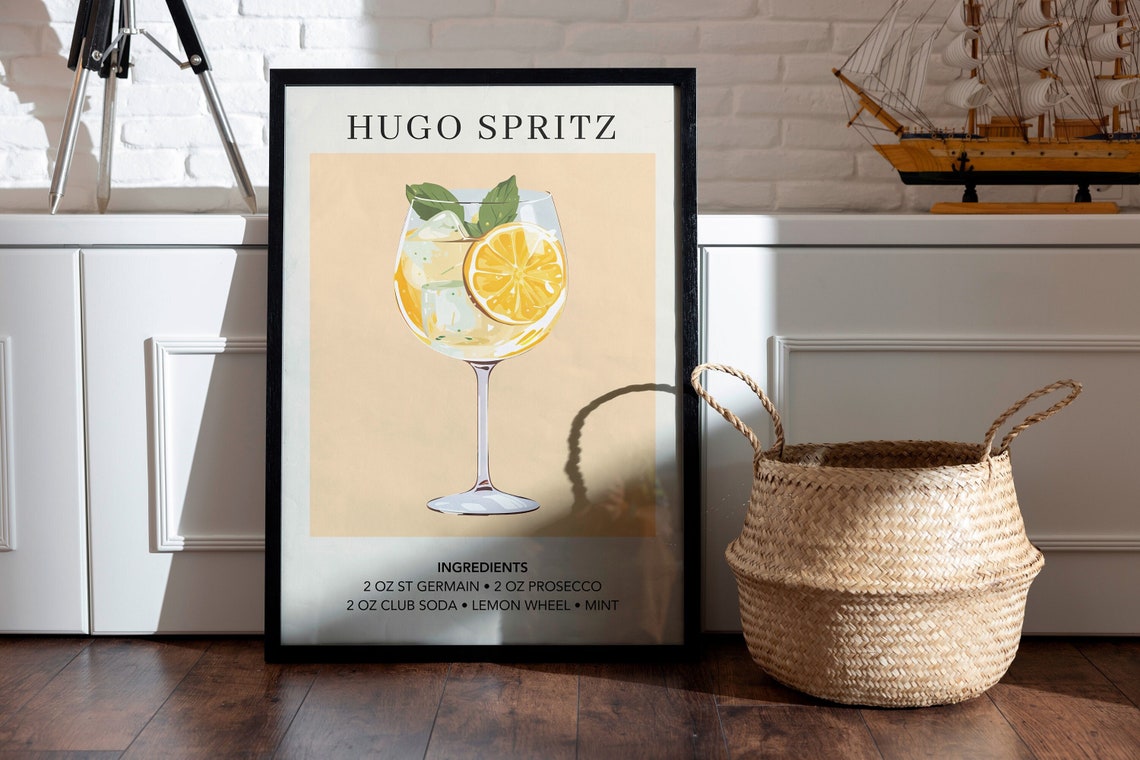 Hugo Spritz Art Print Bar Cart Decor Cocktail Poster - Etsy