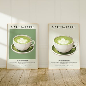 Matcha Latte Poster | Tea Coffee Print | Japanese Tea | Retro Beverage ...