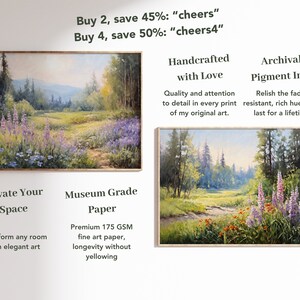 Serene Meadow Landscape Print | Spring Oil Painting Floral Wildflower ...