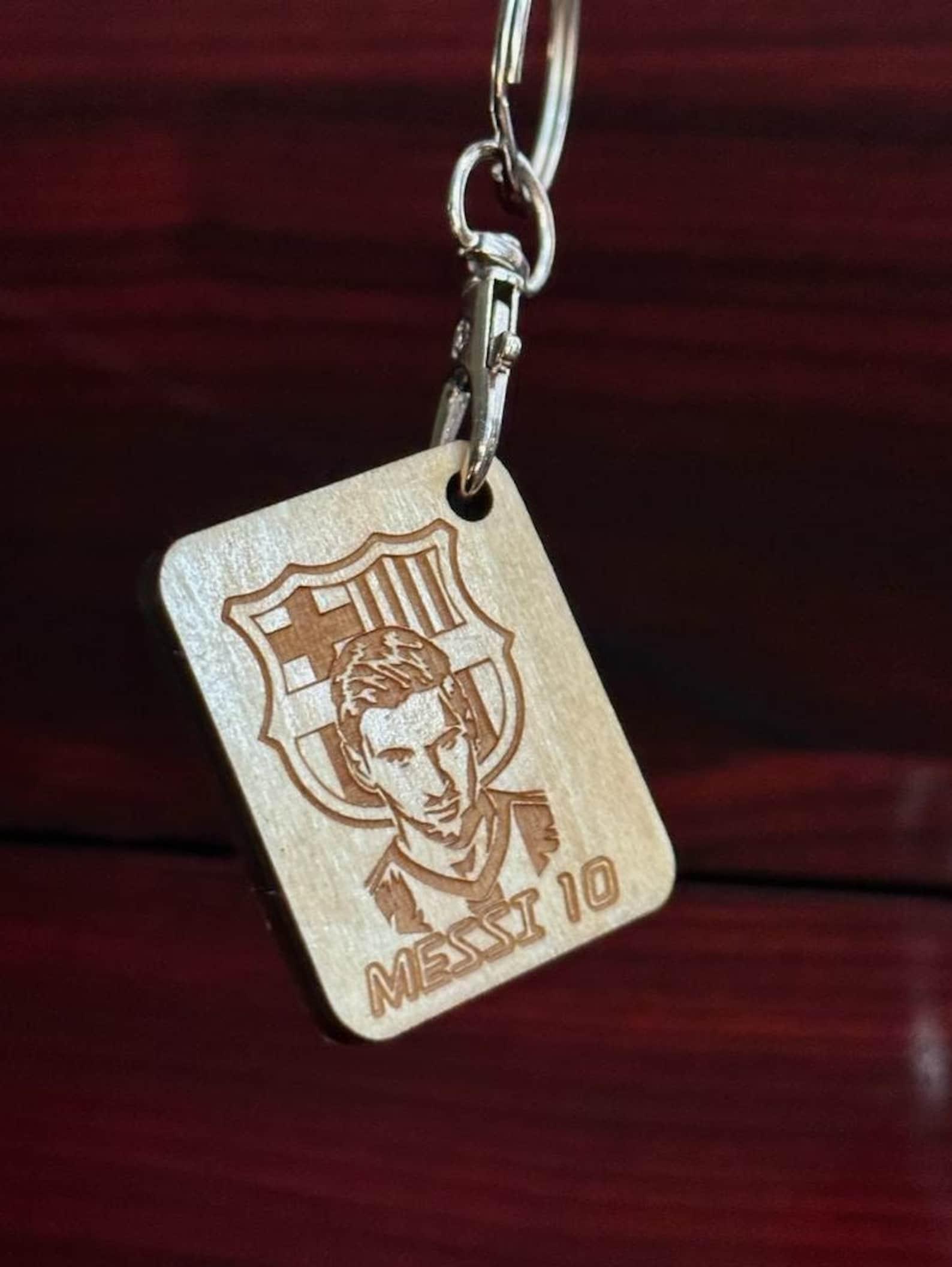 MESSI Engraved Wooden Keyring Keychain, Perfect Gift for Sports ...