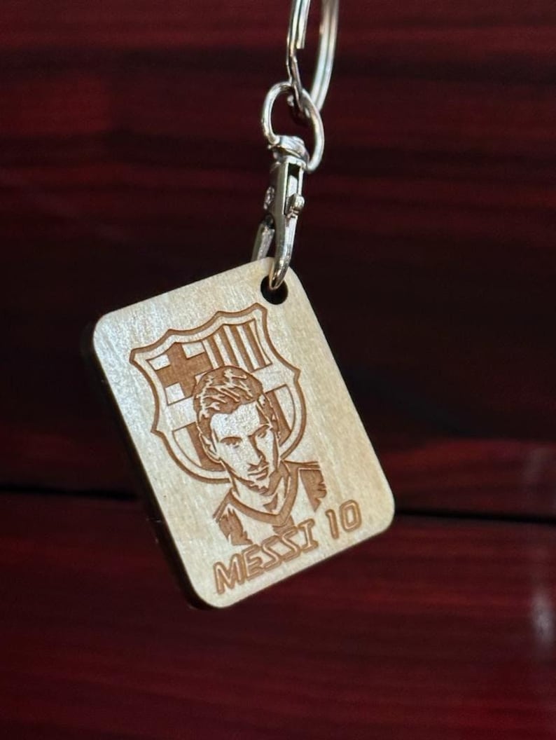 MESSI Engraved Wooden Keyring Keychain, Perfect Gift for Sports ...