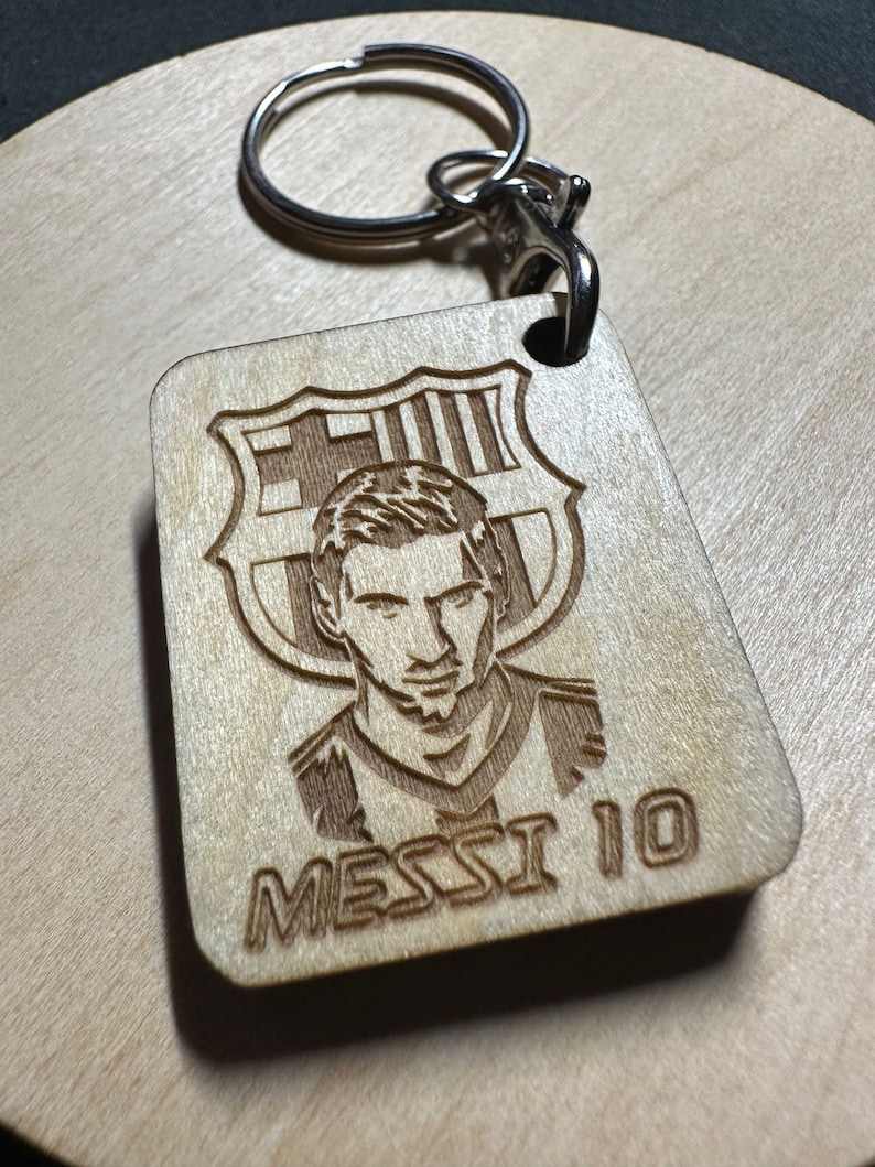 MESSI Engraved Wooden Keyring Keychain, Perfect Gift for Sports ...