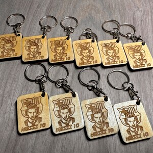 MESSI Engraved Wooden Keyring Keychain, Perfect Gift for Sports ...