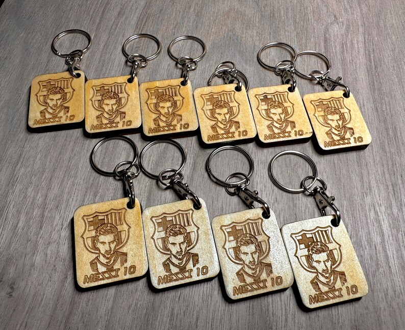 MESSI Engraved Wooden Keyring Keychain, Perfect Gift for Sports ...