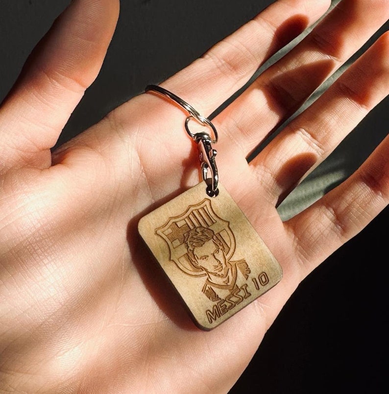 MESSI Engraved Wooden Keyring Keychain, Perfect Gift for Sports ...
