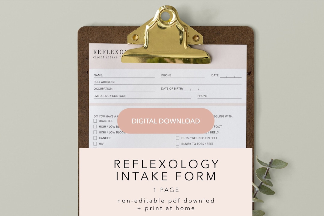 Pink Intake Form | Reflexology Intake Form | Client Intake Form ...