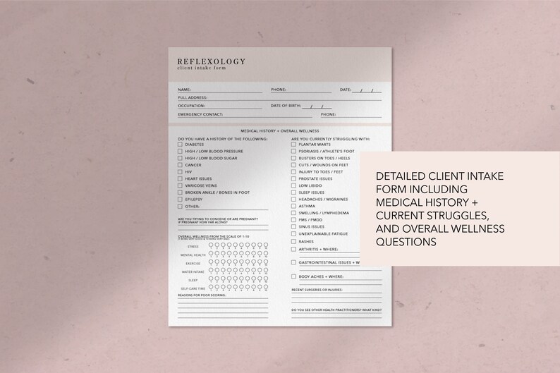 Pink Reflexology Forms | Reflexology Intake Form | Reflexology ...