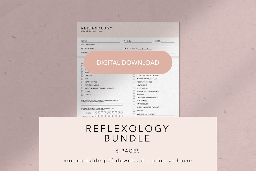Pink Reflexology Forms | Reflexology Intake Form | Reflexology ...