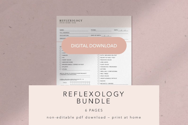 Pink Reflexology Forms | Reflexology Intake Form | Reflexology ...