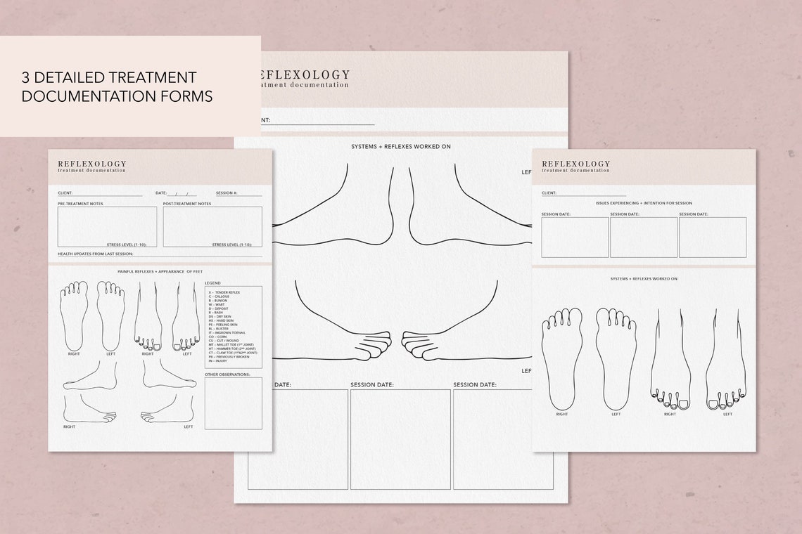 Pink Reflexology Forms | Reflexology Intake Form | Reflexology ...