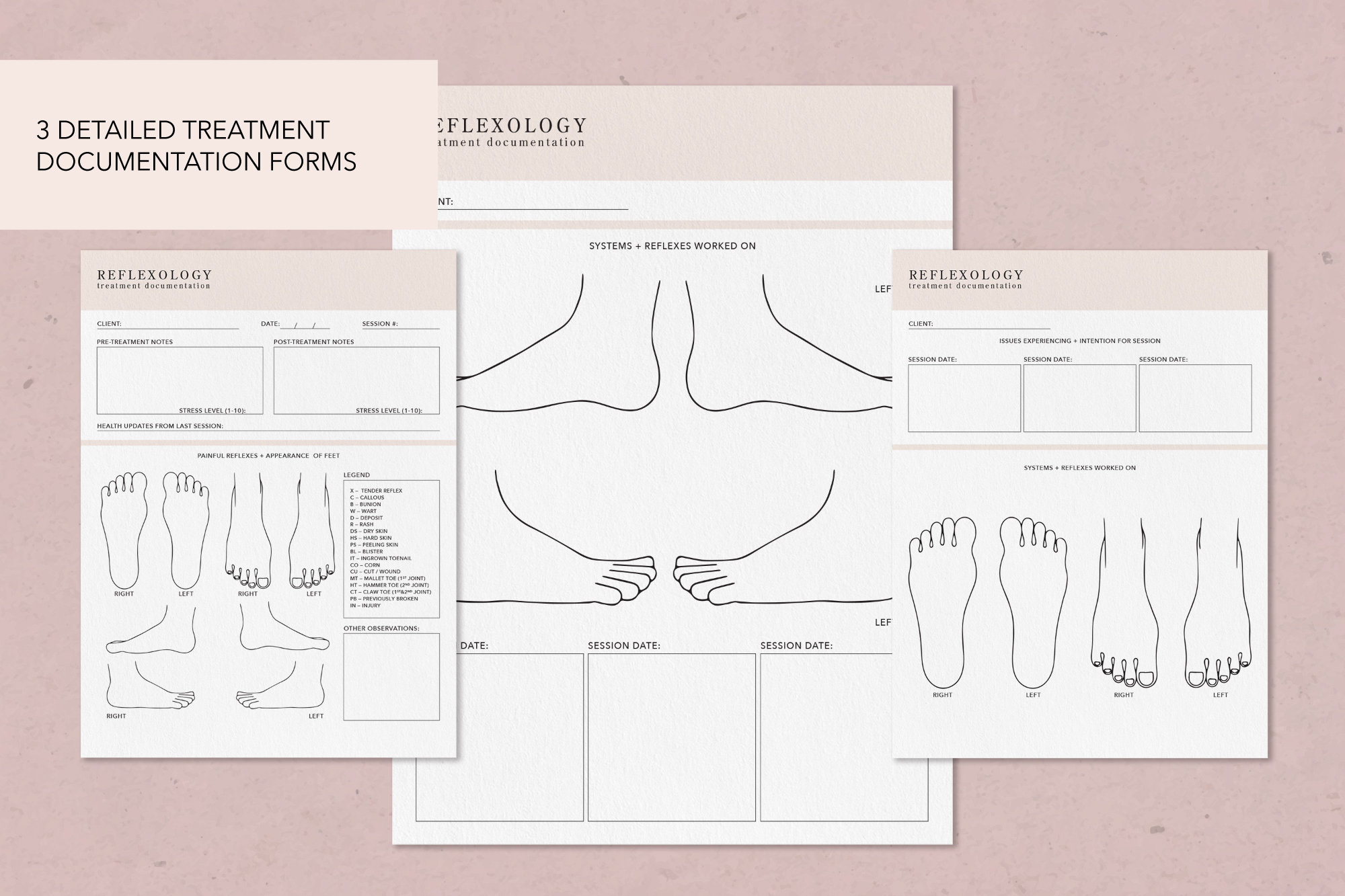 Pink Reflexology Forms | Reflexology Intake Form | Reflexology ...