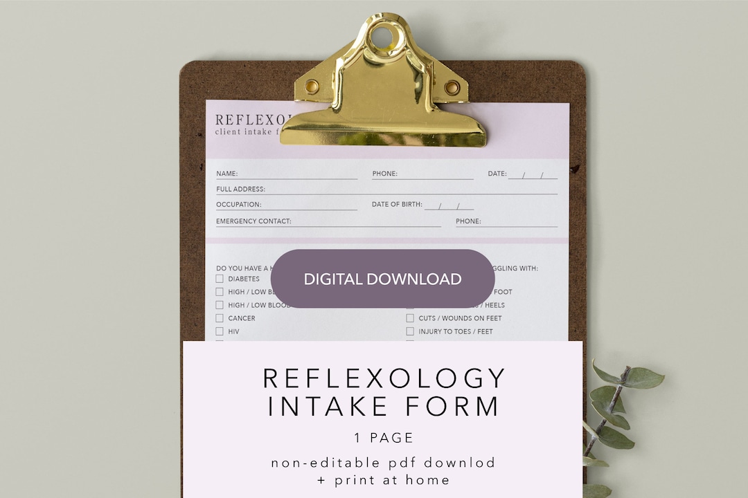 Purple Intake Form | Reflexology Intake Form | Client Intake Form ...