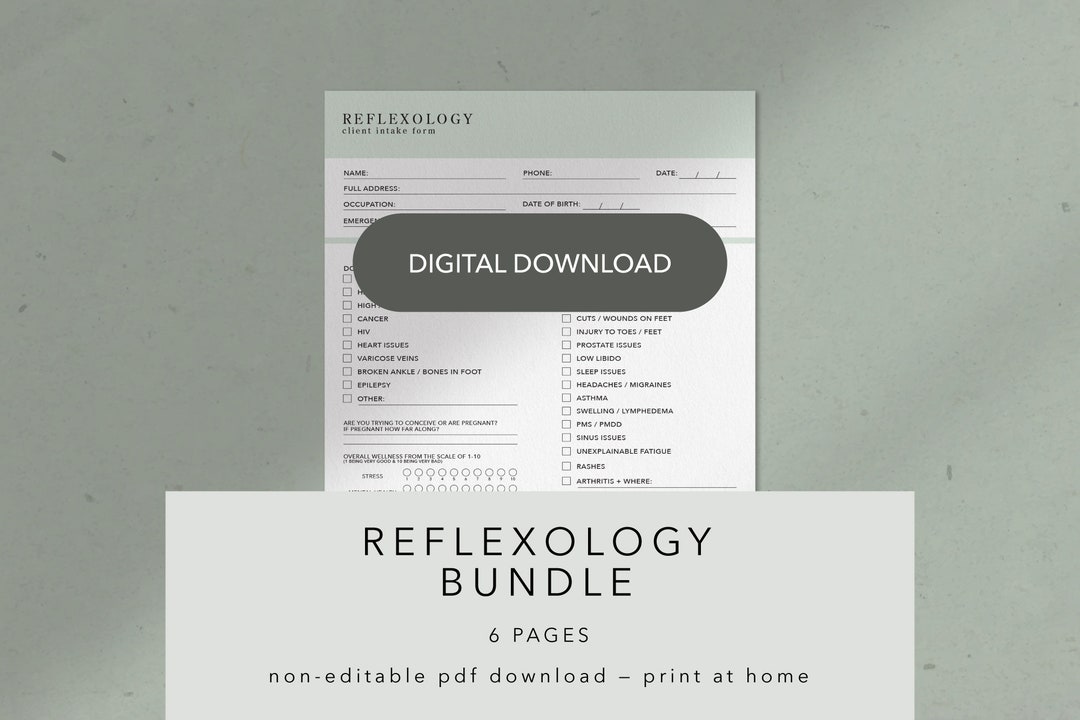 Green Reflexology Forms | Reflexology Intake Form | Reflexology ...