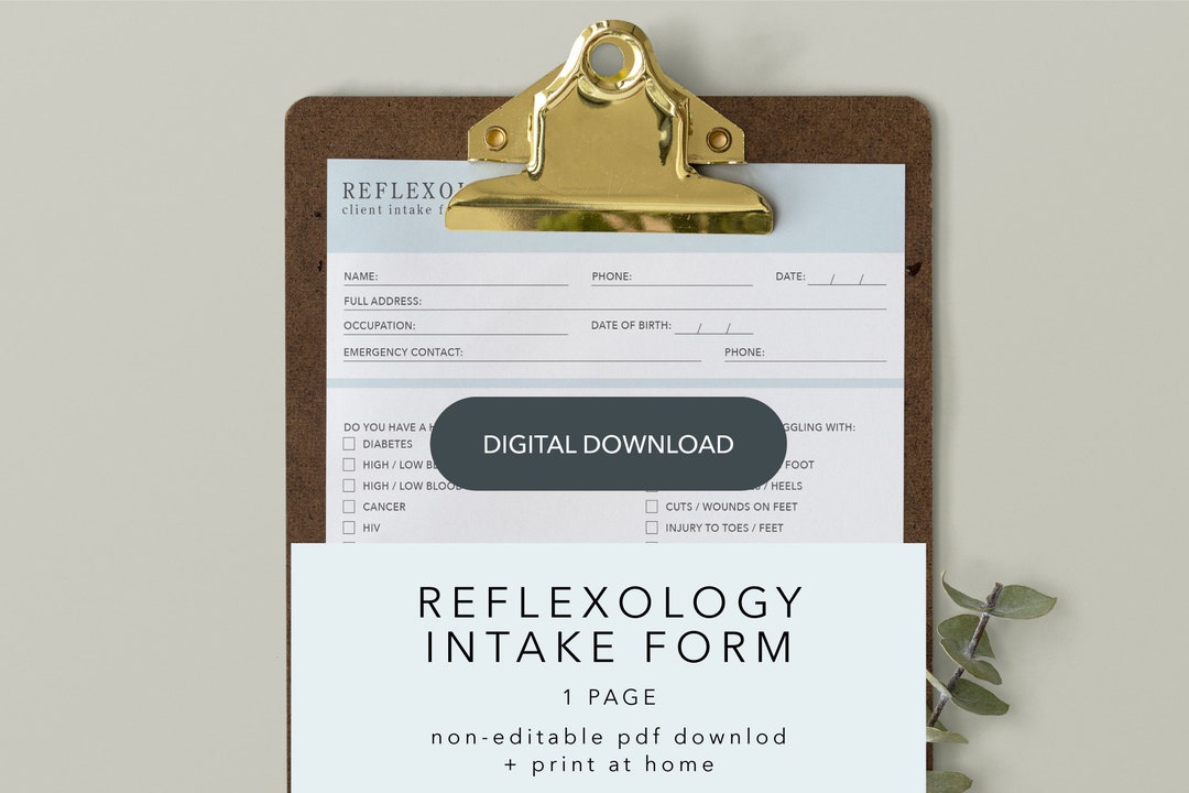 Blue Intake Form | Reflexology Intake Form | Client Intake Form ...