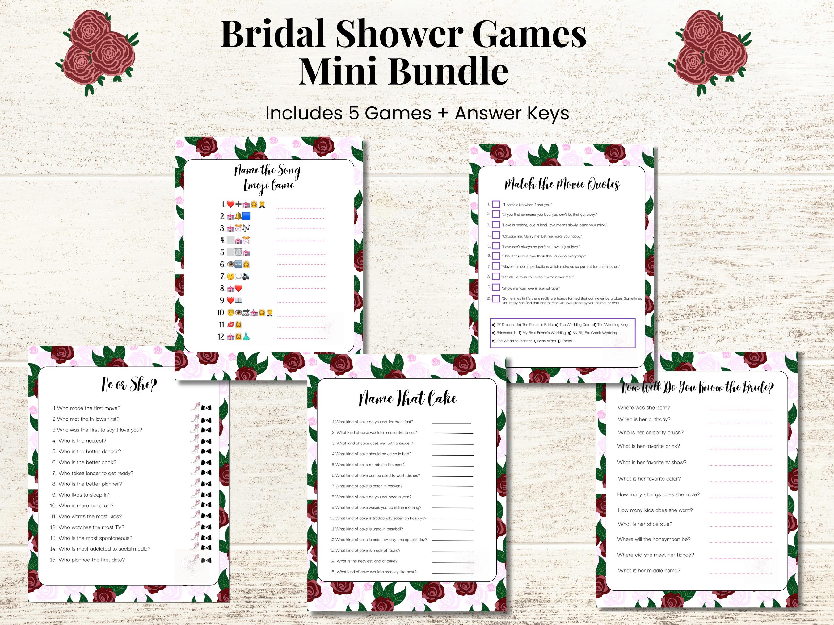 Bridal Shower Games Mini Bundle | Instant Download - Etsy