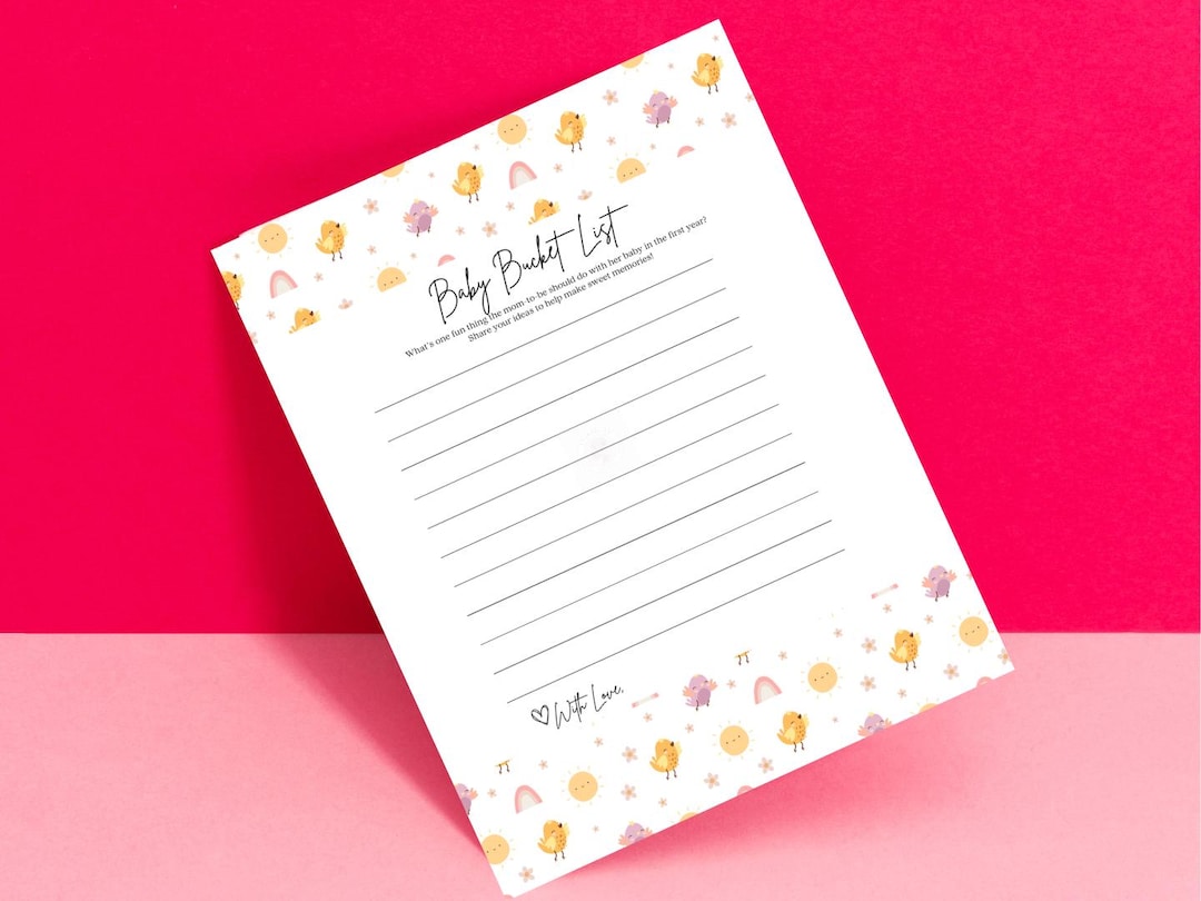 Baby Bucket List Baby Shower Game | Printable Activity (instant ...