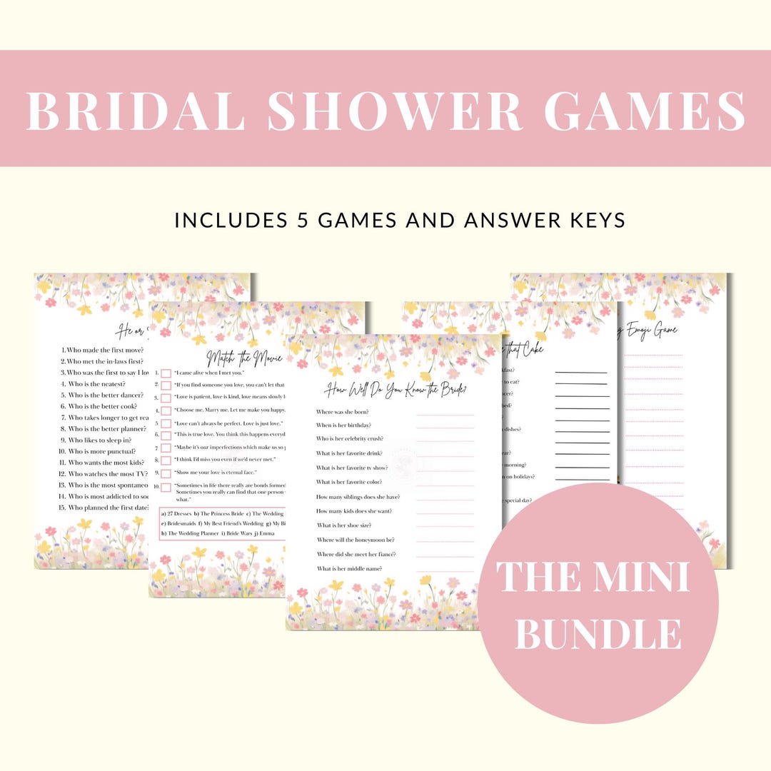 Bridal Shower Games Mini Bundle | Bachelorette Party Games Pack ...