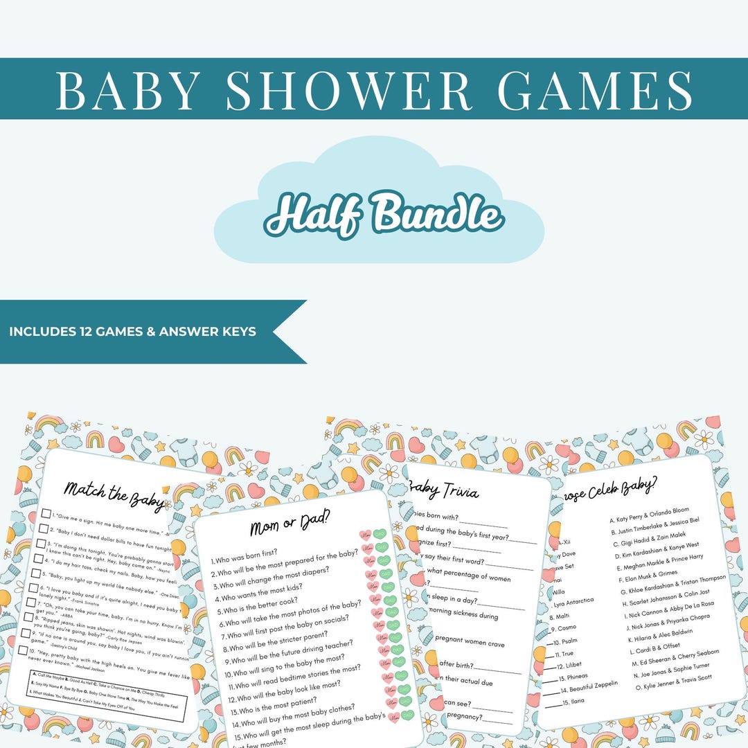 12 Baby Shower Games Half Bundle | Fun Printable Party Games | Instant ...