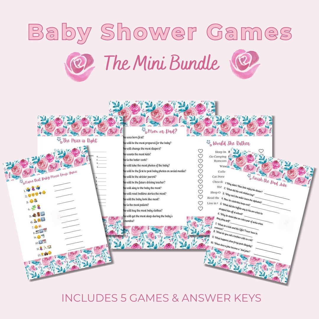 Mini Bundle Baby Shower Games – Printable Floral Party Set | Instant ...