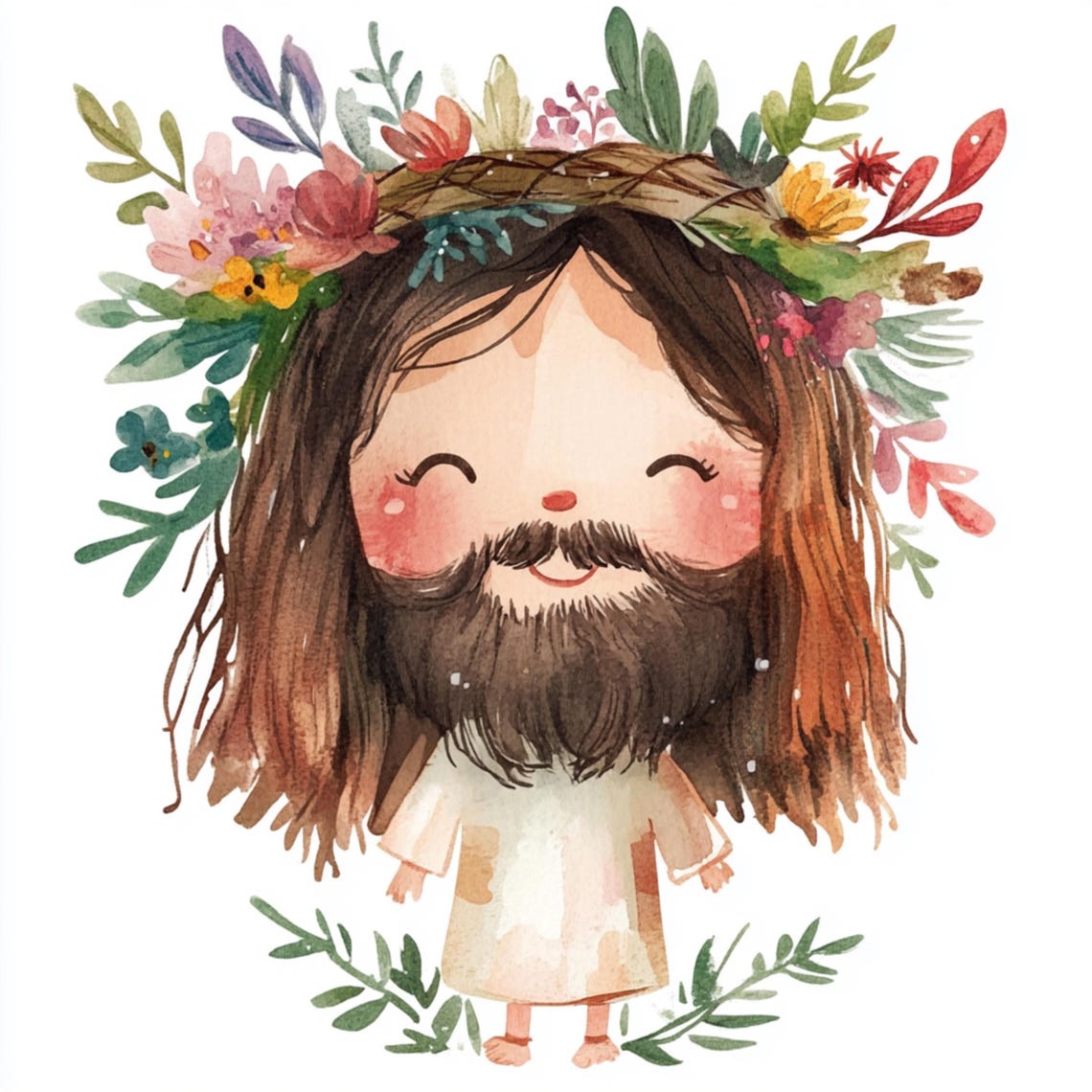 Cute Jesus Watercolour Clip Art Bundle Christian Boho Artwork Digital ...