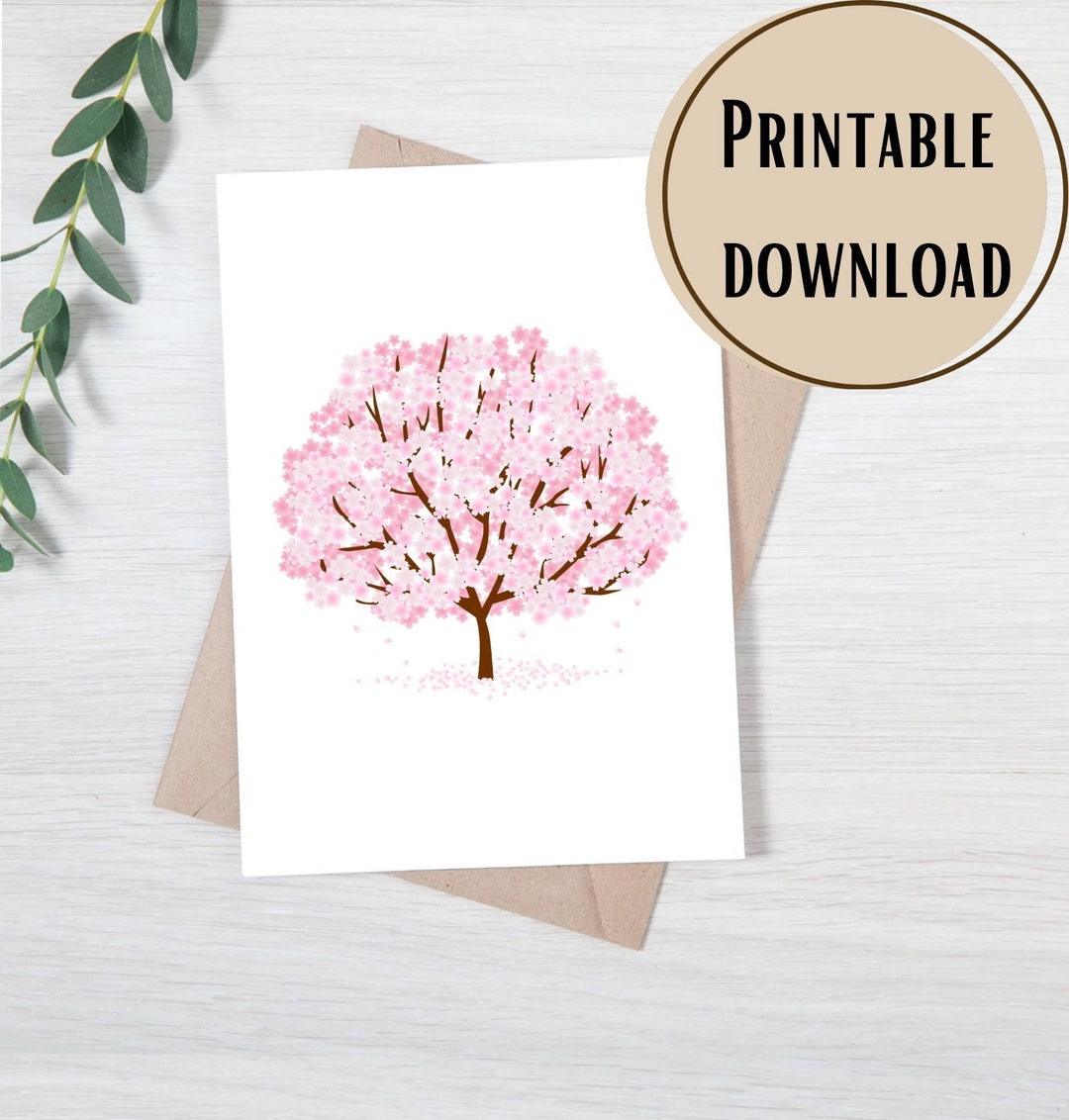 Printable Cherry Blossom Card - Etsy