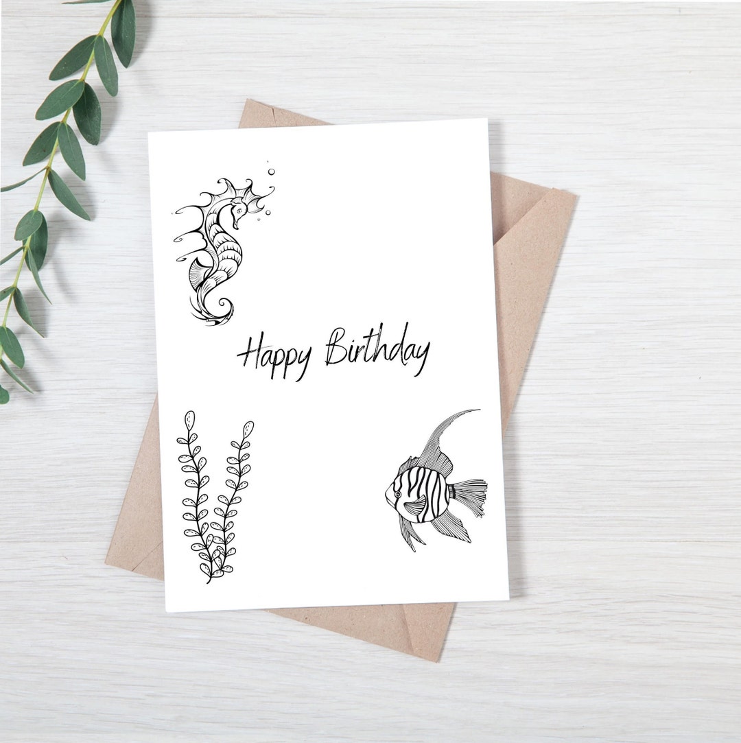 Ocean Happy Birthday Printable Card - Etsy