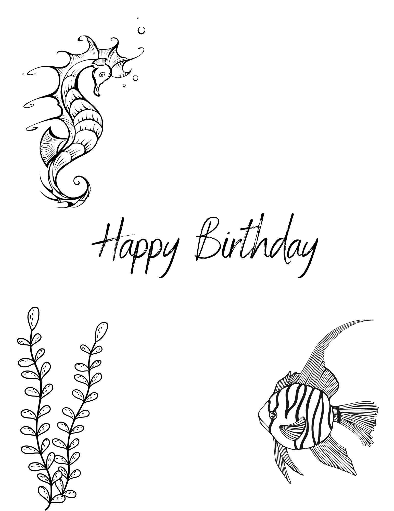 Ocean Happy Birthday Printable Card - Etsy