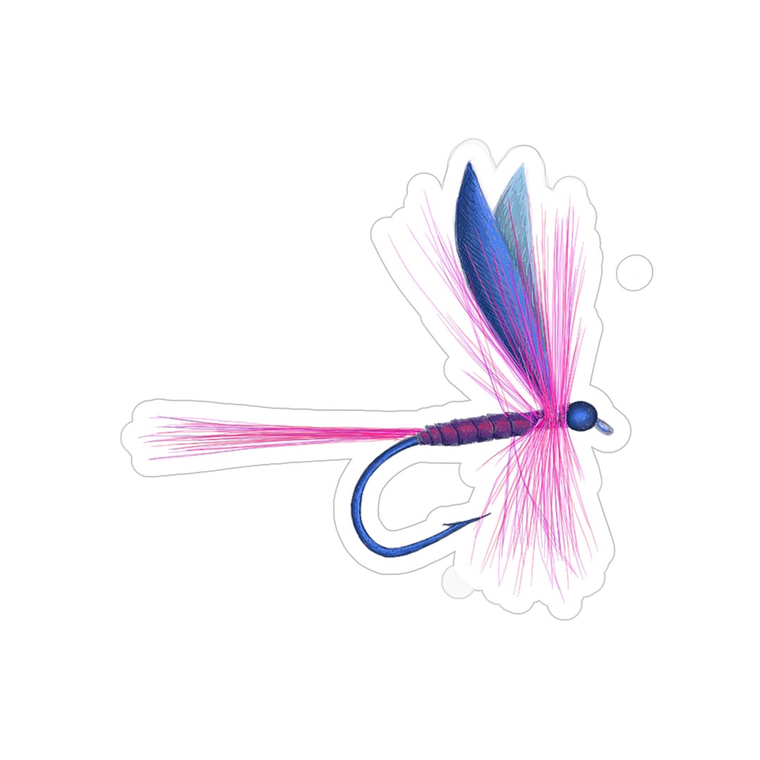 Neon Blue and Pink Mayfly Transparent Outdoor Stickers, Die-cut, 1pcs ...