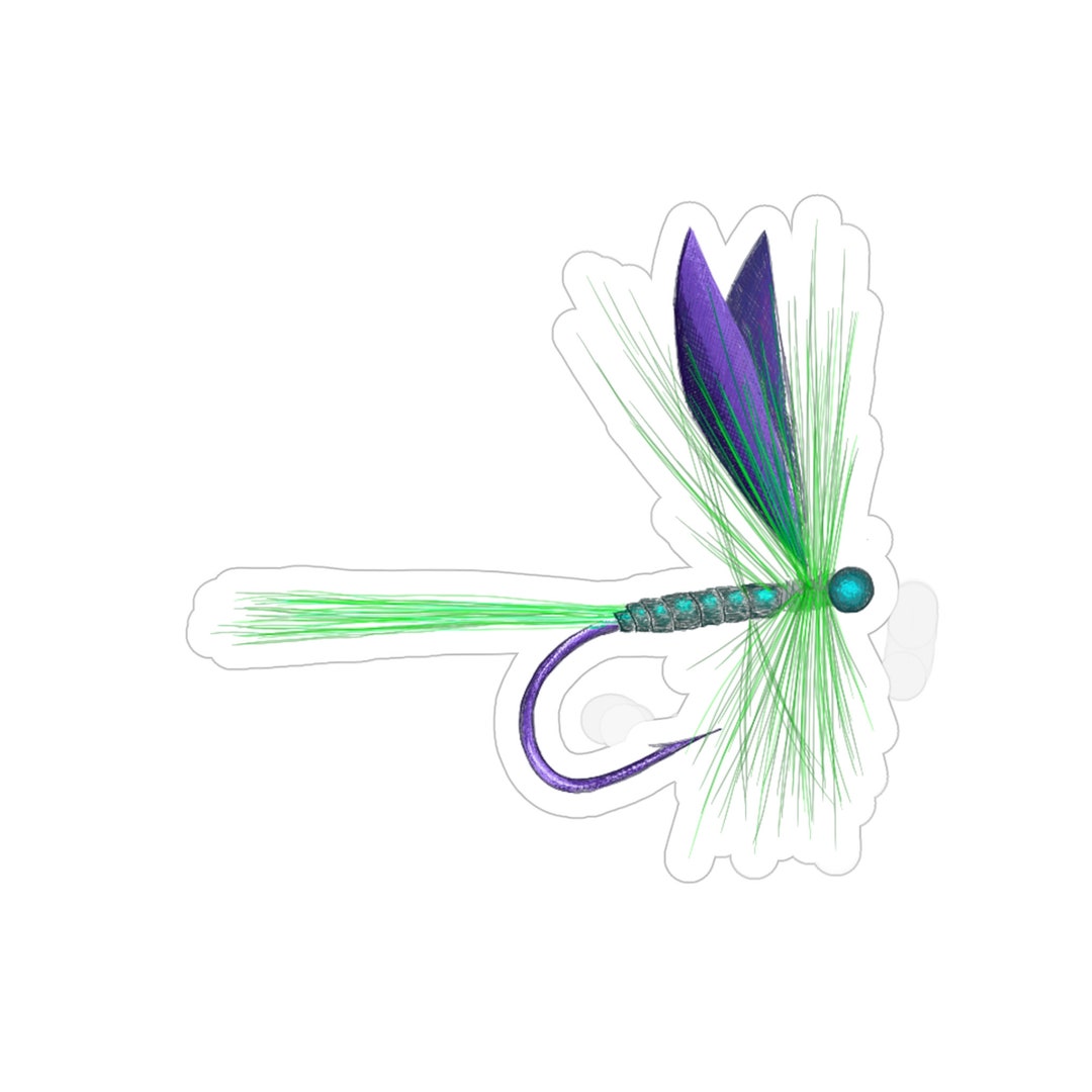 Neon Green and Purple Mayfly Transparent Outdoor Stickers, Die-cut ...