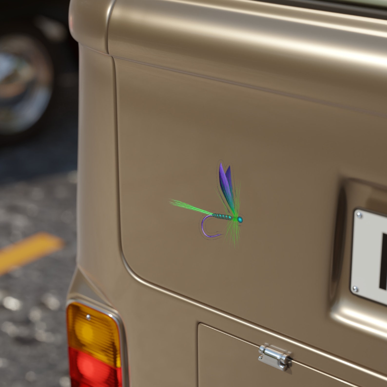 Neon Green and Purple Mayfly Transparent Outdoor Stickers, Die-cut ...