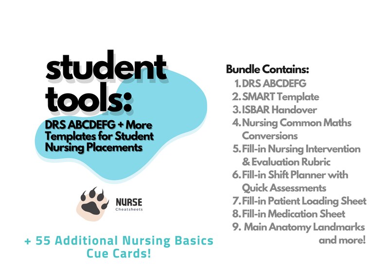 Nurse Cheatsheets Bundle 1 Nursing Student Study Bundle, Printable ...