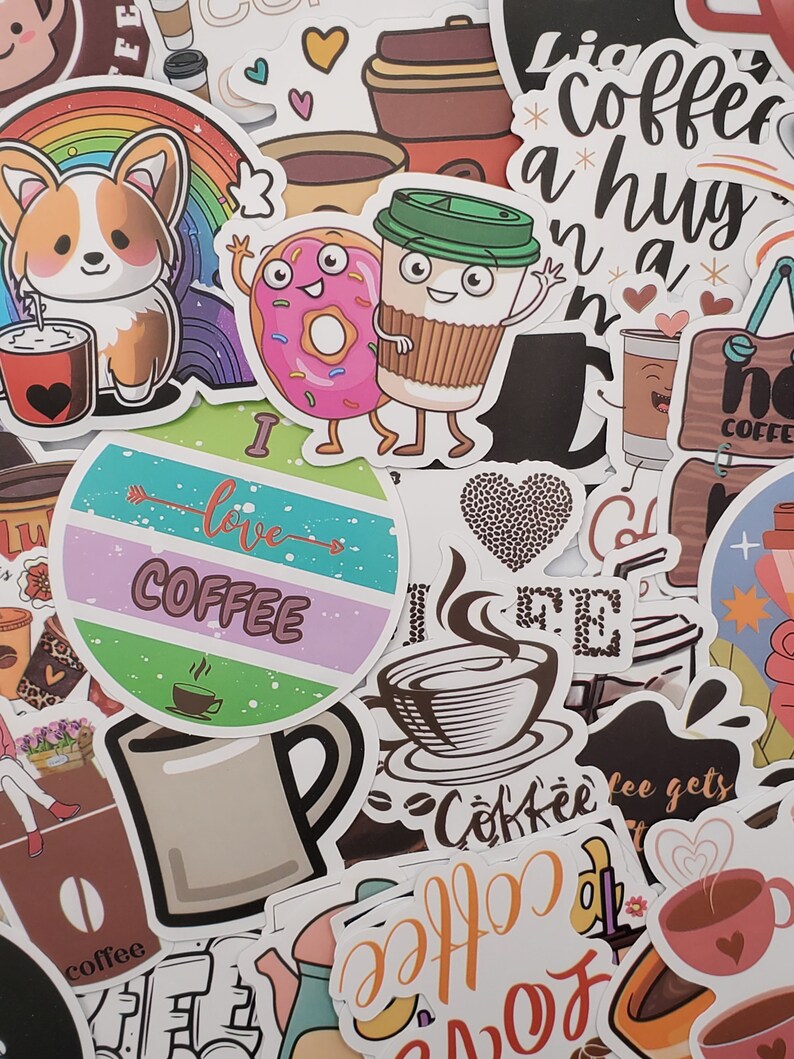 Stickers COFFEE. Funny! 50 Count. - Etsy
