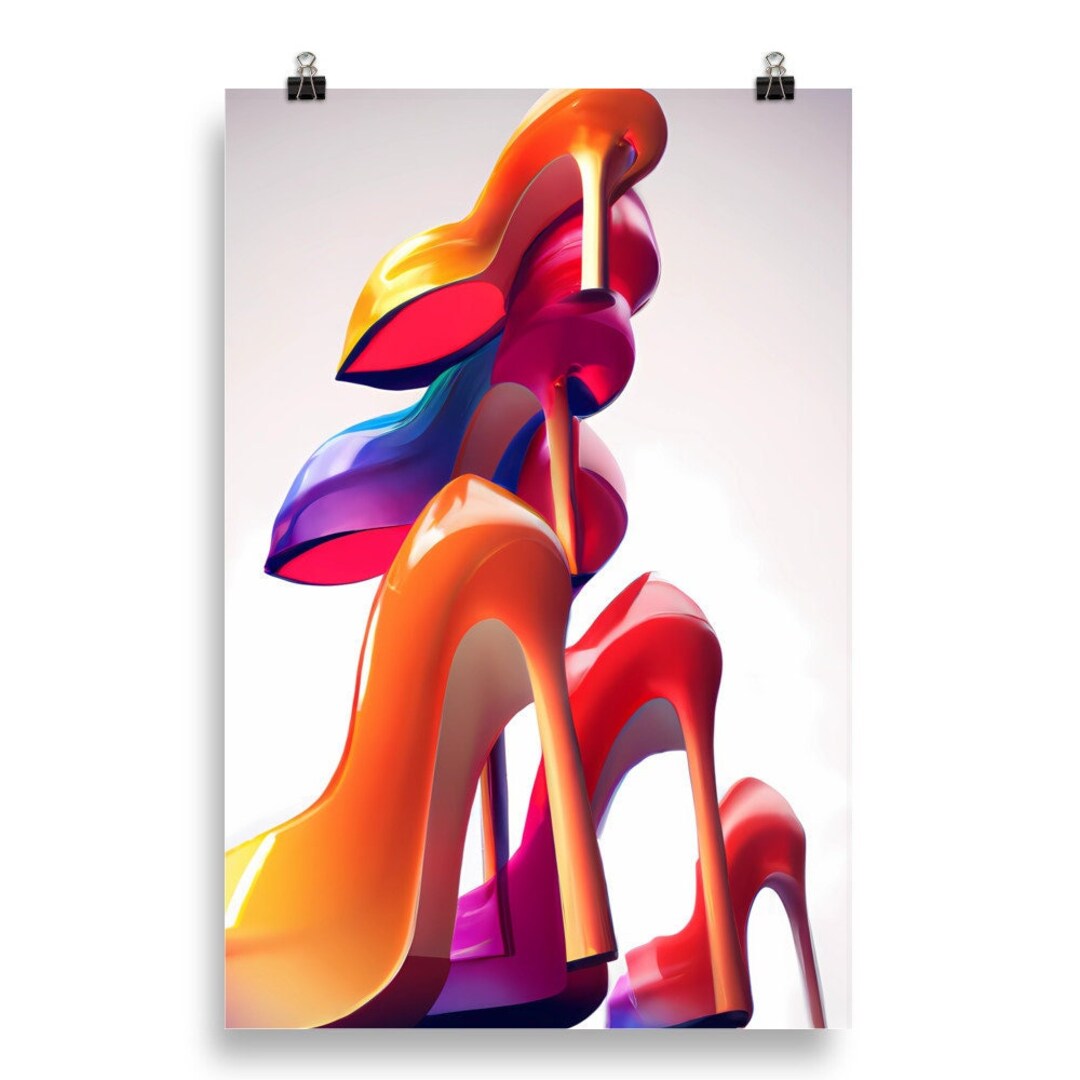 High Heels Poster, Chic Stylish Heels Portrait, Fashion Wall Art, Multi ...