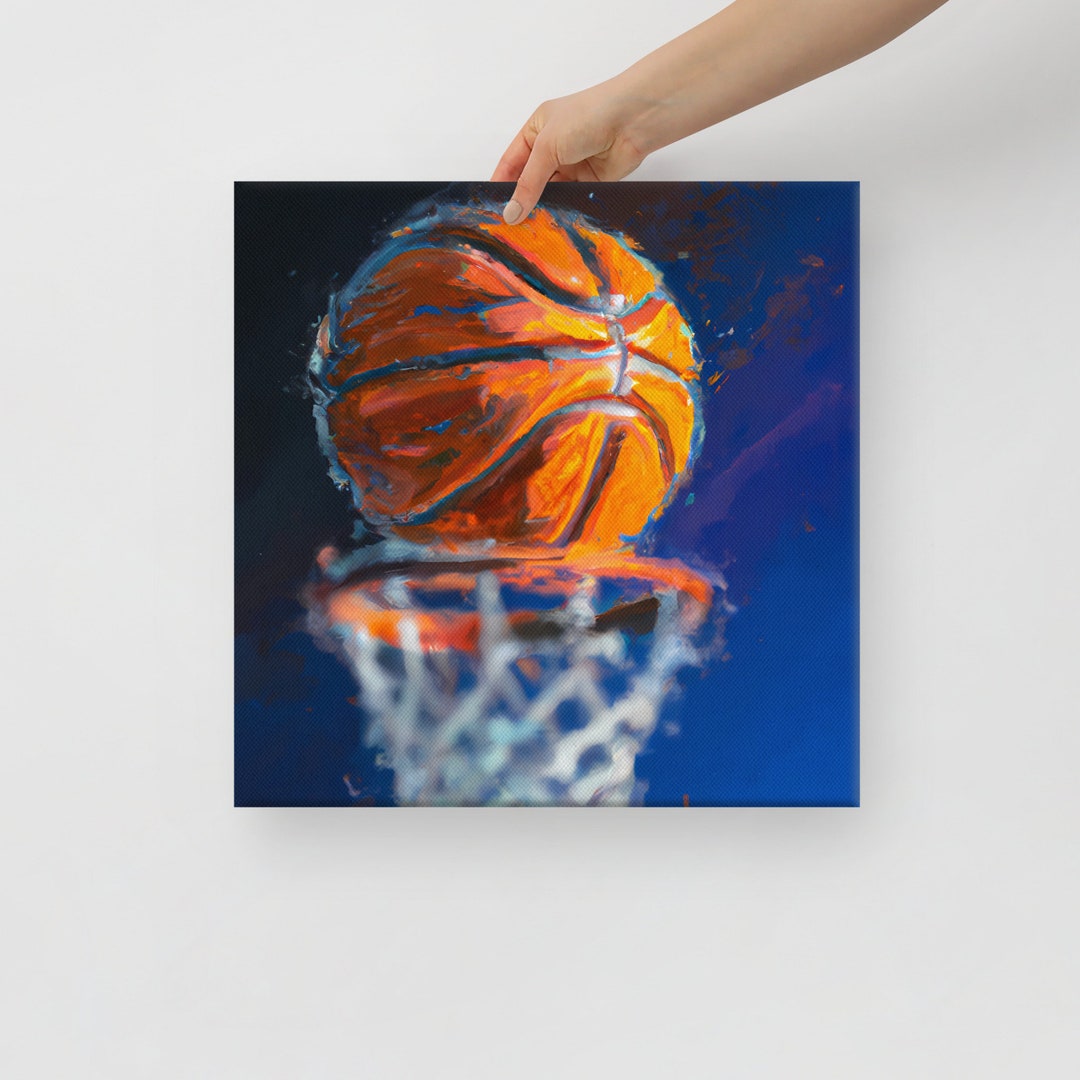 Basketball Oil Painting Art, Matte Finish Coating, Sport Canvas ...